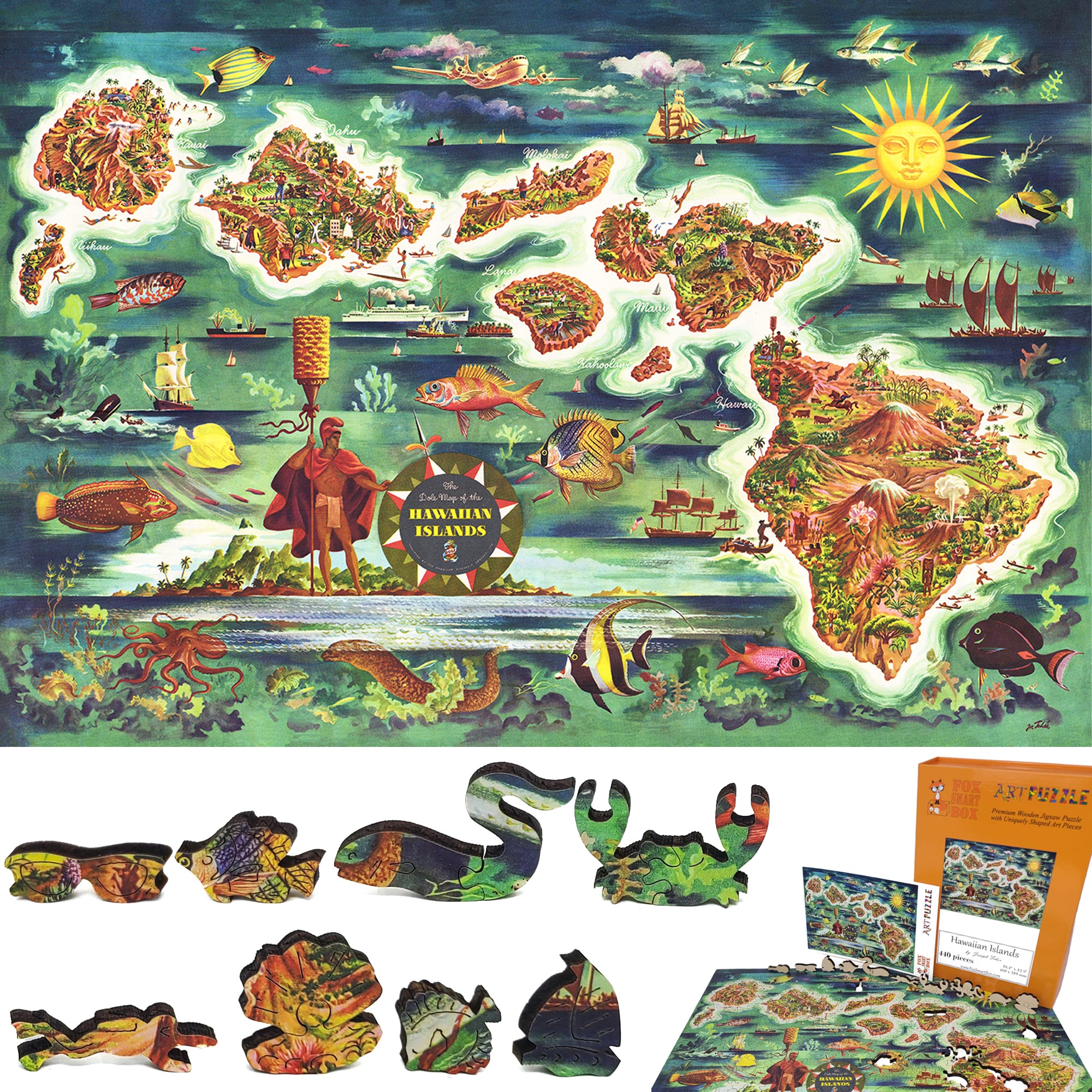 Wooden Jigsaw Puzzle for Adults - Uniquely Shaped Pieces - 440 Pieces ...